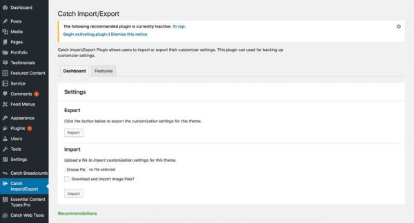Catch Import Export Plugin for Importing & Exporting Customizer Settings